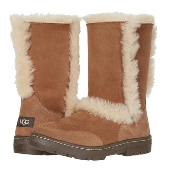 UGG | Shoes | Ugg Sheepskin Shearling Cream Fur Tan Leather Slipper ...